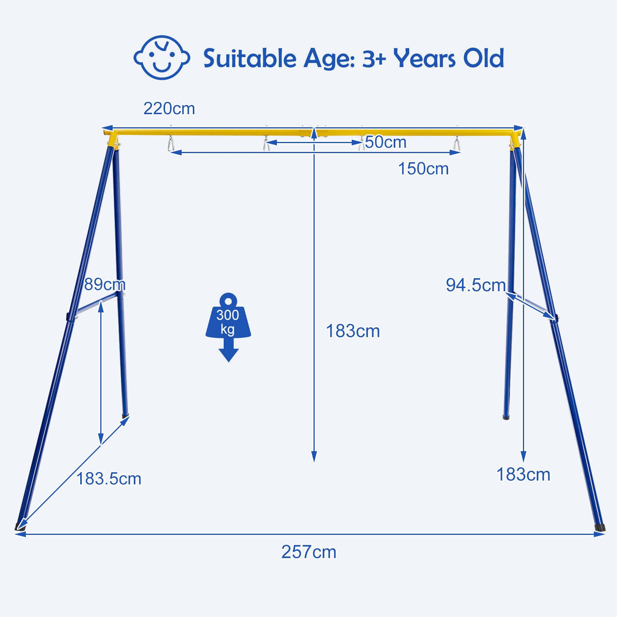 Heavy-Duty Kids Metal Frame Outdoor Swing Set 300 Kgs| Siesta Hammocks